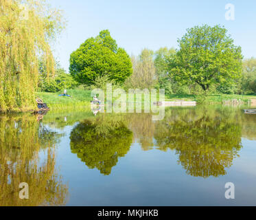 Fishing at Charlton`s Pond, Billingham, England. UK Stock Photo - Alamy