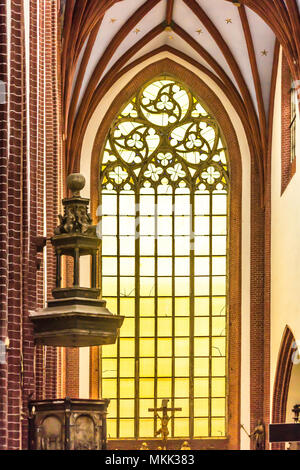 a large church or chapel cathedral window with leaded lights and Stock ...