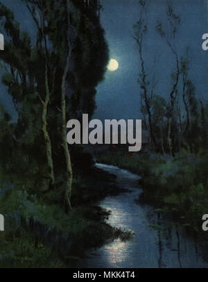 mountains and rivers streams in moonlight Stock Photo - Alamy