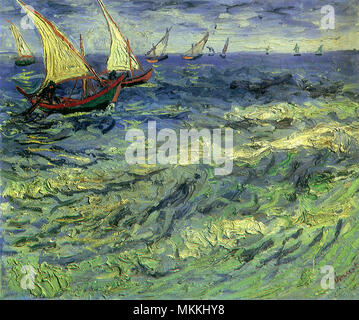 Vincent van Gogh, Seascape at Saintes-Maries. 1888. Post-Impressionism ...
