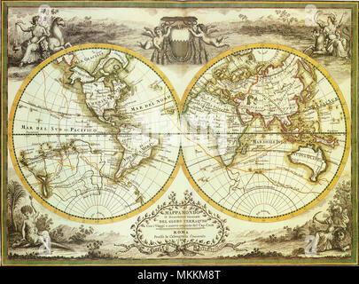 A map of the world showing the voyages of Captain Cook. Tallis's ...