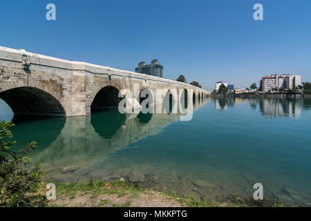 TASKOPRU in ADANA, TURKEY. Historical stone bridge on the Seyhan River ...