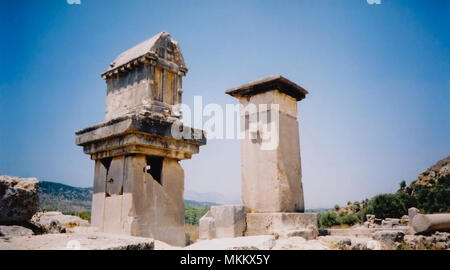 Harpy monument and Lycian tomb in ruins of ancient city Xanthos, Turkey ...