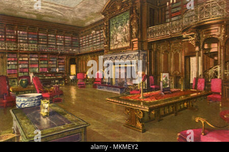 Interior library of the Biltmore Estate, large private estate built by ...