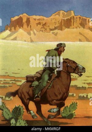 Cowboy delivering Mail for Pony Express Stock Photo - Alamy