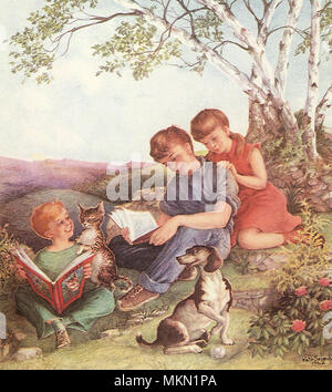 Group of children studying under a tree in a rural school Stock Photo ...