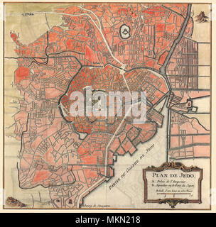 Plan or Map of Edo or Tokyo, Japan Stock Photo - Alamy