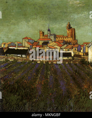 Vincent Van Gogh - View Saintes Maries with Cemetery 1888 Stock Photo ...