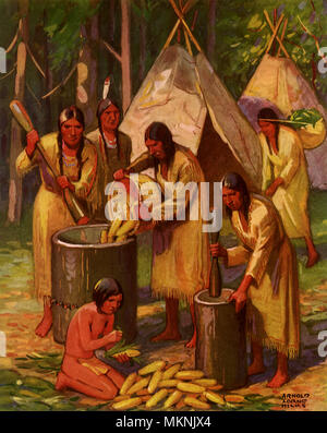 INDIANS GRINDING CORN Stock Photo - Alamy