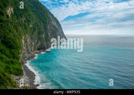 Panoramic landscape of ocean and road, Qingshui Cliff in Taiwan, Asia ...