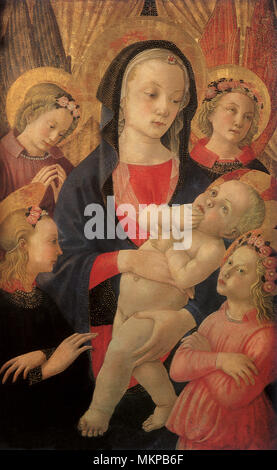 Virgin and Child Surrounded by Angels Stock Photo - Alamy