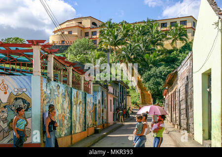 Baracoa town, Cuba with Hotel El Castillo, the former Spanish Seboruco ...