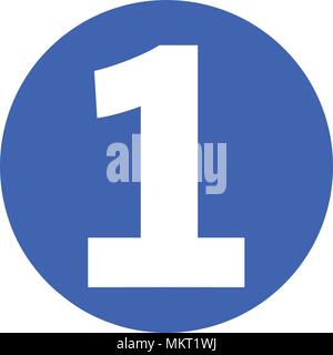 Number One Round Icon. Numeral 1 Circle Button Digit Count Counter ...