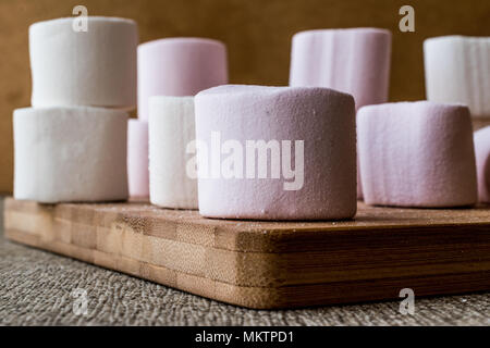 Stack of Marshmallows on wooden surface. dessert concept Stock Photo ...