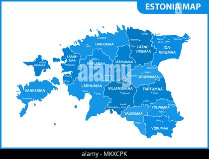 Estonia regions map with Tallinn city skyline. Vector illustration ...