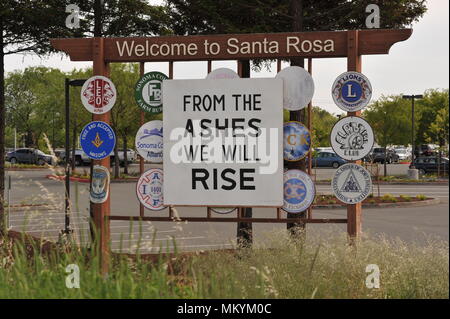 the "Welcome to Santa Rosa" sign on Highway 101, w/ another sign "from ...