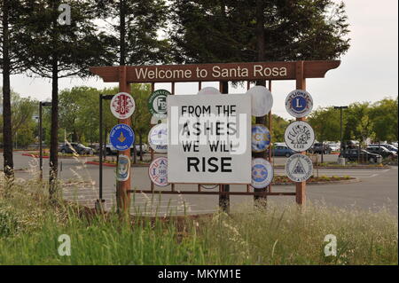 the "Welcome to Santa Rosa" sign on Highway 101, w/ another sign "from ...