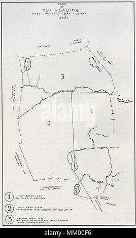 Map of old Reading, Massachusetts Bay Colony, 1647 ,. Lucius Beebe ...