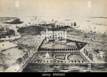 Bird's Eye View of Boston 1850 Stock Photo - Alamy