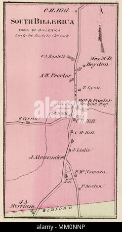 Map of Billerica. 1875 Stock Photo - Alamy