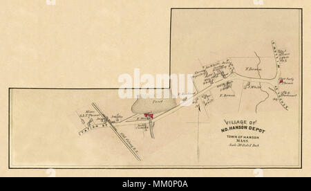 Map of South Hanson. 1879 Stock Photo - Alamy