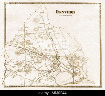Map of Danvers Center. 1872 Stock Photo - Alamy