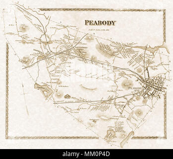 Map of Peabody. 1872 Stock Photo - Alamy