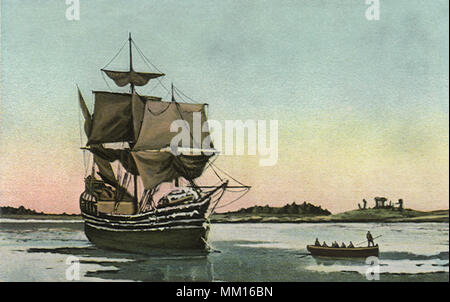 The Mayflower in Plymouth Harbor, Plymouth, Mass., still image ...