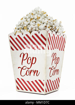 3d popcorn striped bucket. Cinema snack, movie, entertainment concept ...