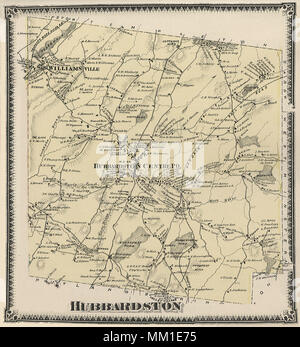 Map of Hubbardston. 1870 Stock Photo - Alamy