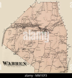 Map of Warren. 1870 Stock Photo - Alamy