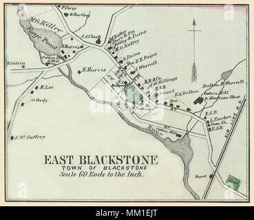 Map of Blackstone. 1870 Stock Photo - Alamy