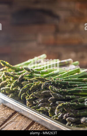 Green asparagus in a wood box Stock Photo - Alamy