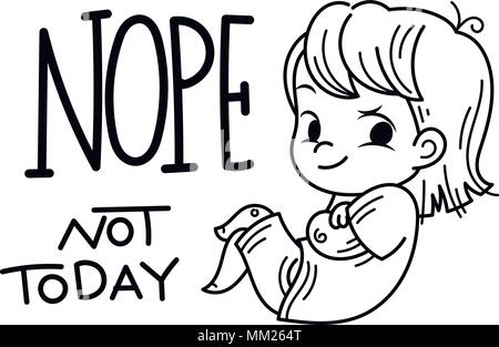 Nope, not today. Cute cartoon kids. Vector and illustration Stock ...