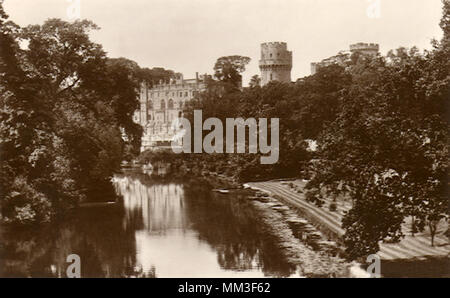 The castle from the bridge, Warwick, England, between ca. 1890 and ca ...