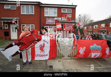 Emily Farley outside her home in Higham Square, Liverpool, which is ...