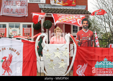 Emily Farley outside her home in Higham Square, Liverpool, which is ...