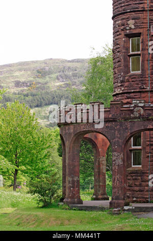 UK Scotland Island of Rum Kinloch Castle and Garron ponies Stock Photo ...