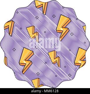 decorative circular frame with lightning pattern over white background ...