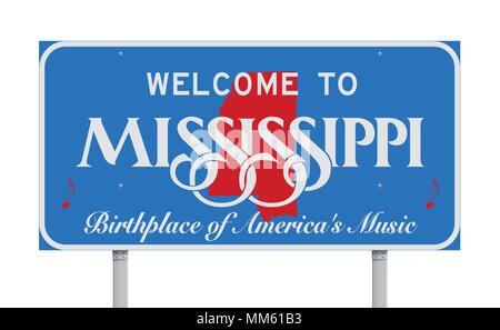 Vector illustration of the Welcome to Jackson Mississippi blue road ...