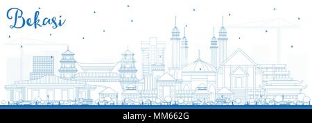 Outline Bekasi Indonesia City Skyline with White Buildings. Vector ...