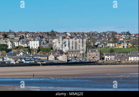 BANFF TOWN ABERDEENSHIRE SCOTLAND SEEN FROM ACROSS SANDS WHERE THE ...