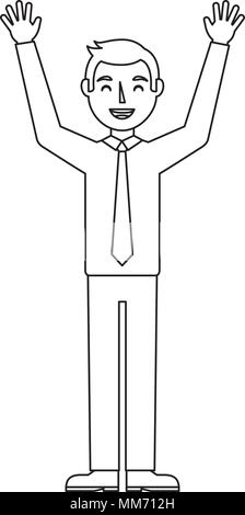 elegant businessman with hands up avatar character vector illustration ...