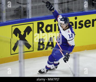 Kodan, Denmark. 10th May, 2018. Dmitrij Jaskin (CZE) celebrates goal ...