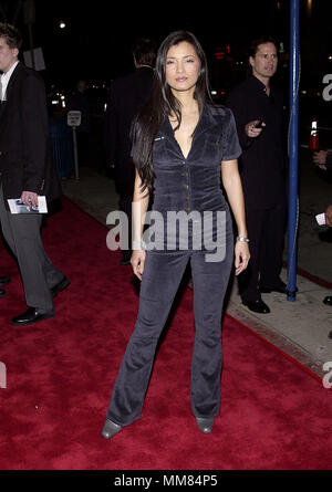Kelly Hu arriving at the 1ere of Exit Wound at the Mann Village Theatre ...