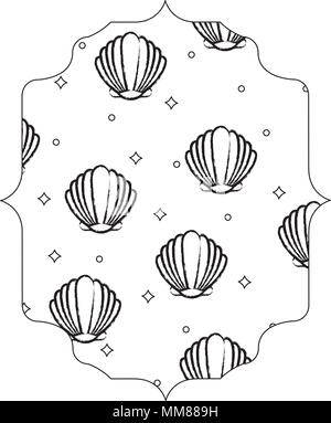 arabic frame with seashell pattern over white background, vector ...
