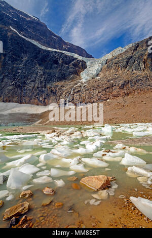 Mount Edith Cavell and Cavell Lake in Jasper National Park, Canada ...