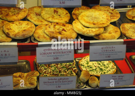 Bakery with traditional Georgian Khachapuri cheese pies in the Old Town ...