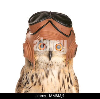 Funny pilot with goggles and helmet Stock Photo - Alamy