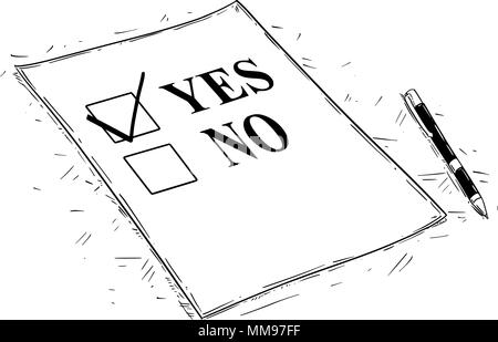 Vector Artistic Drawing Illustration of Yes and No Questionnaire Form ...